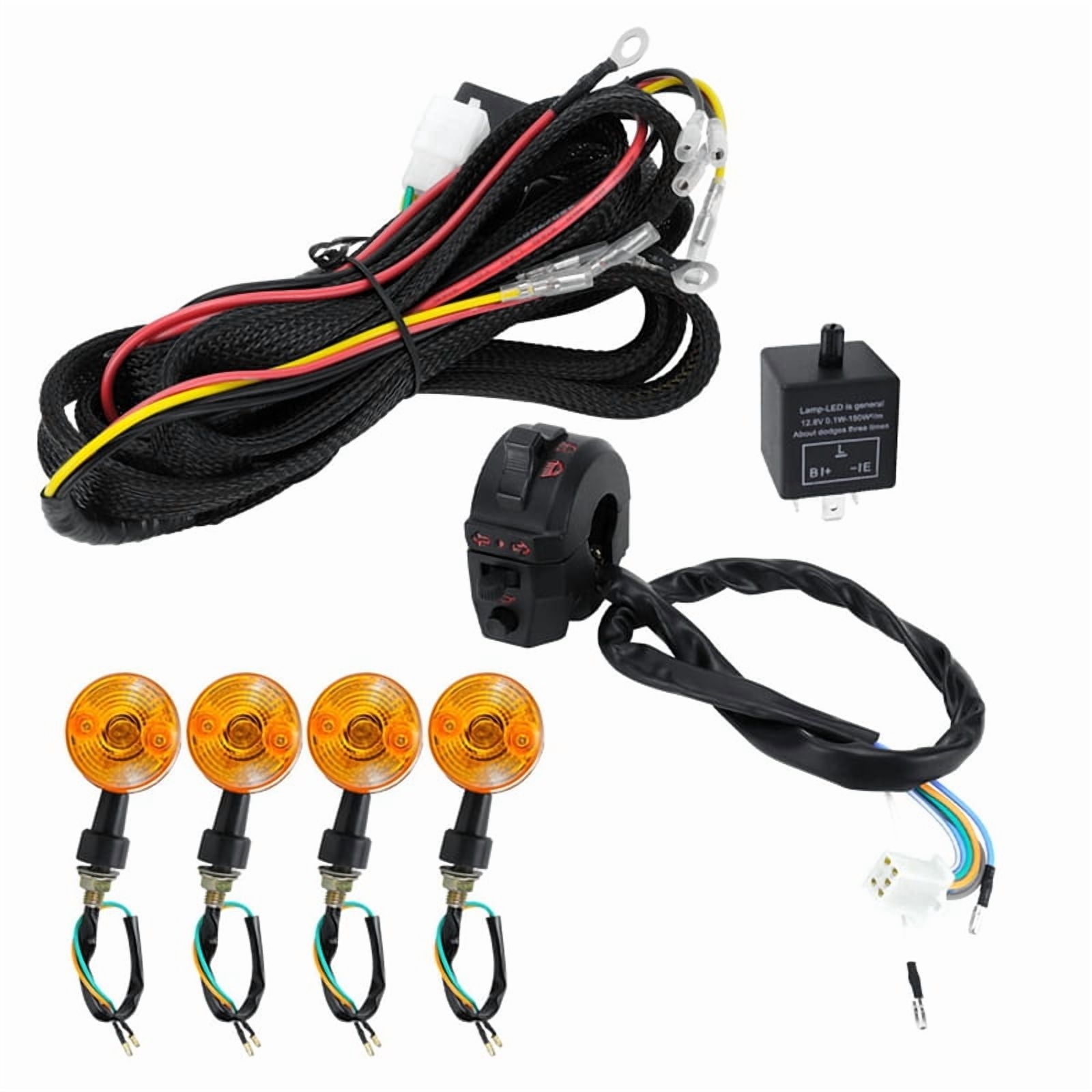 Motorcycle Turn Signals Light with Wiring Harness Kit Relay Universal ...