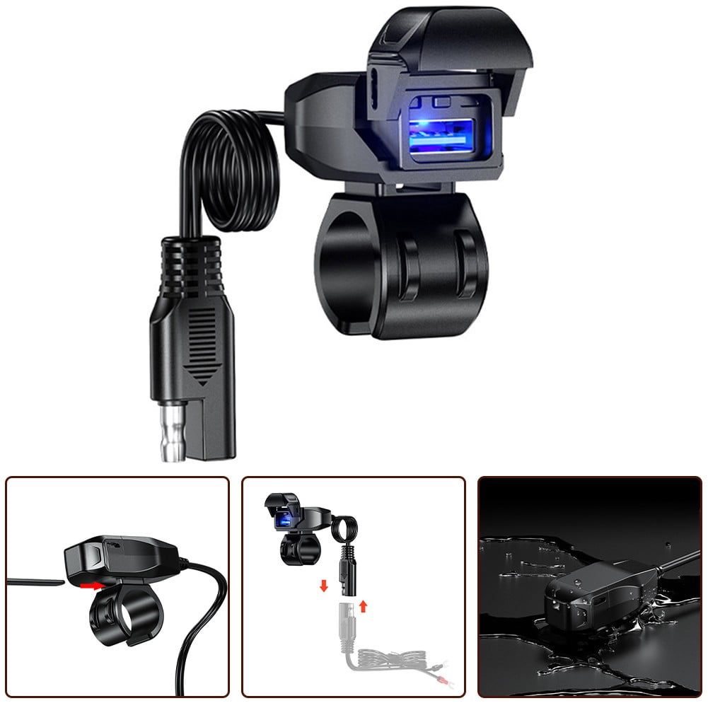 Motorcycle USB Charger Waterproof USB Adapter 9V-24V USB for QC3.0 ...