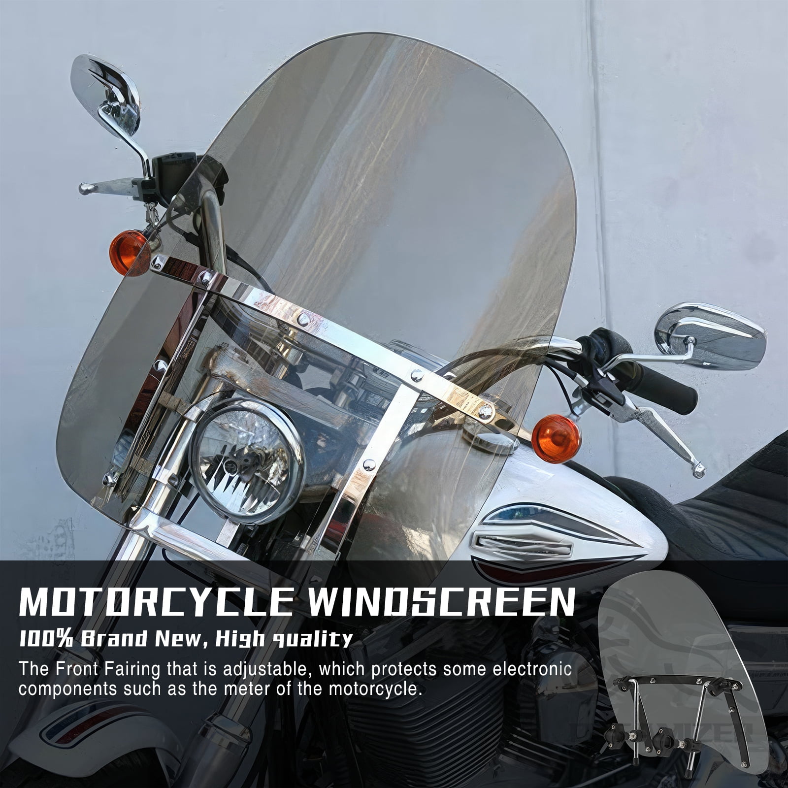 Motorcycle Universal Windshield Windscreen 18" X 16" Compatible With ...