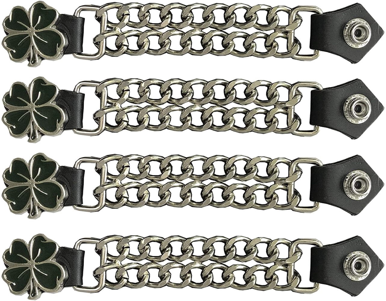 Motorcycle Vest Extender 4 Pack Biker Chain For Men (Dark Green 4 Leaf ...