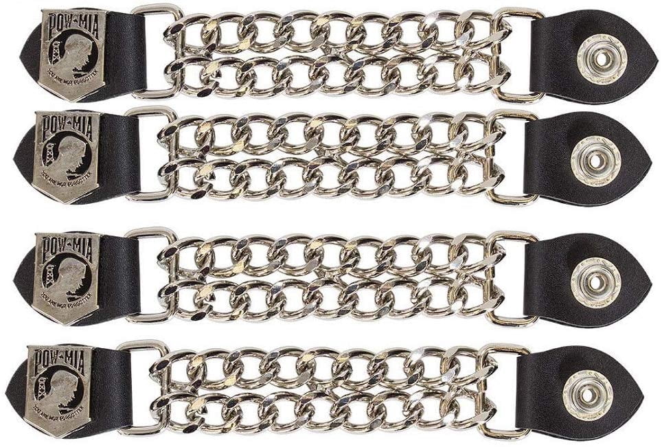 Motorcycle Vest Extender 4 Pack Biker Chain For Men or Women (POW/MIA ...