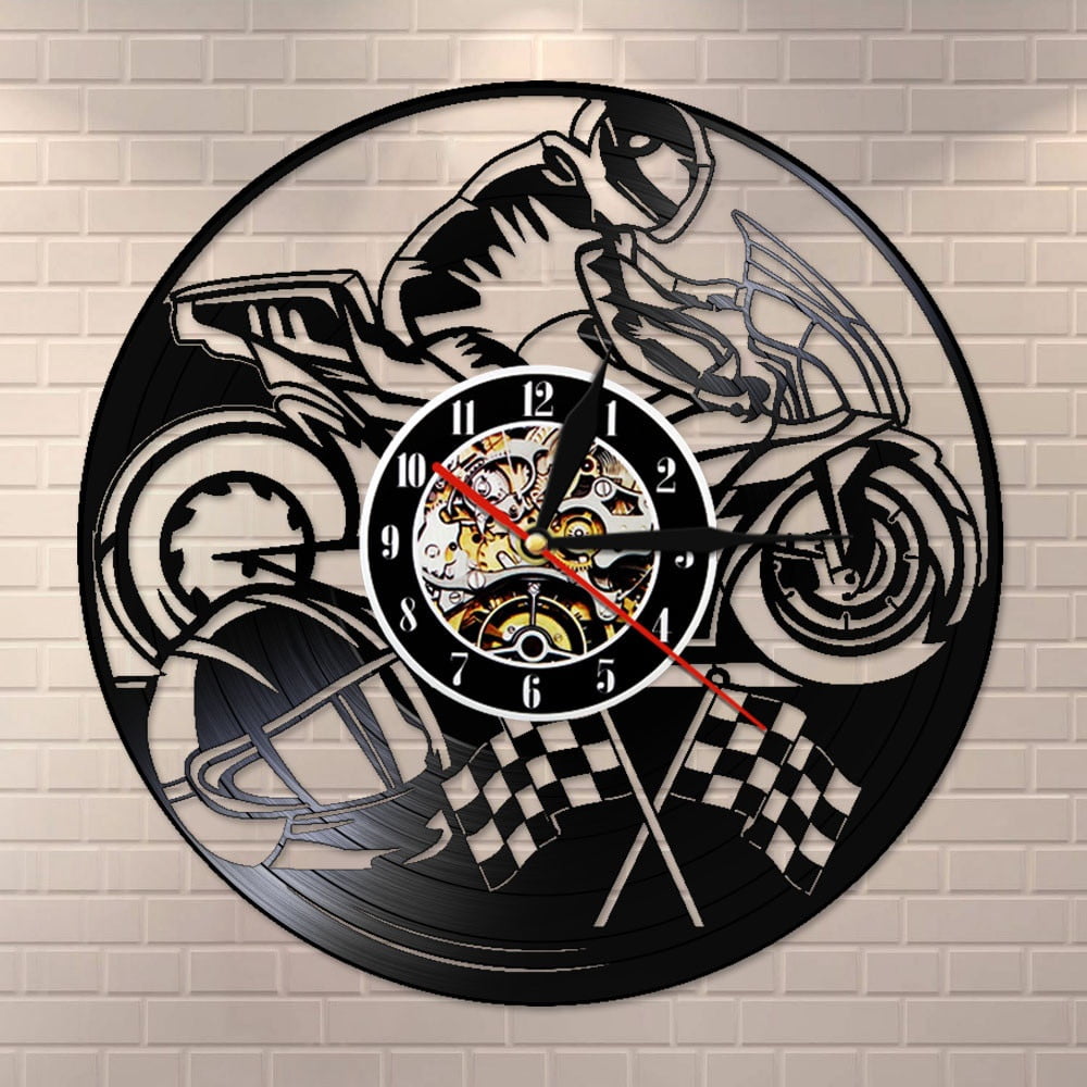 Motorcycle Vinyl Record Wall Clock Motorbike Decorative Clock ...