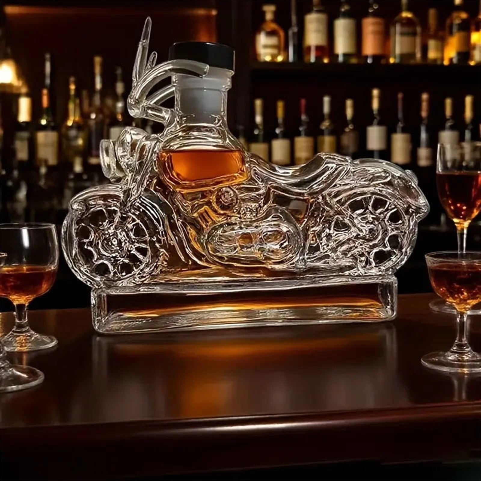 Motorcycle Whiskey Decanter, Usavan Hand-Blown Glass Sculpted ...