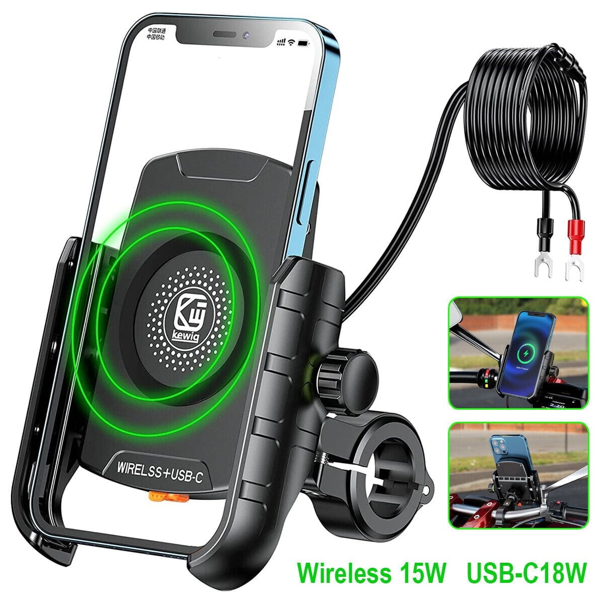 Motorcycle Wireless & Usb C Charger Fast Charging Phone Holder ...