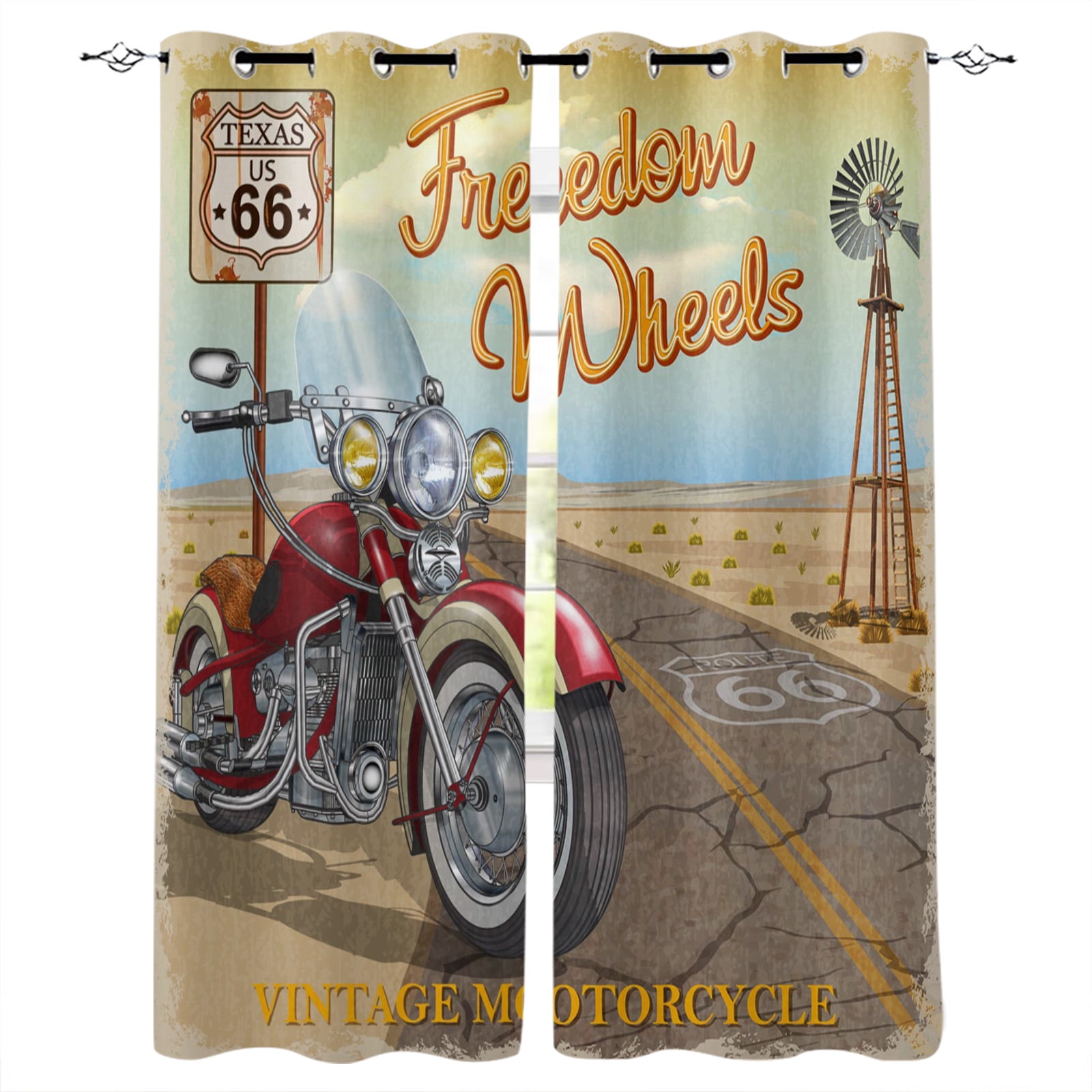 Motorcycle With I Love My Bike Window Curtains for Living Room Kitchen ...