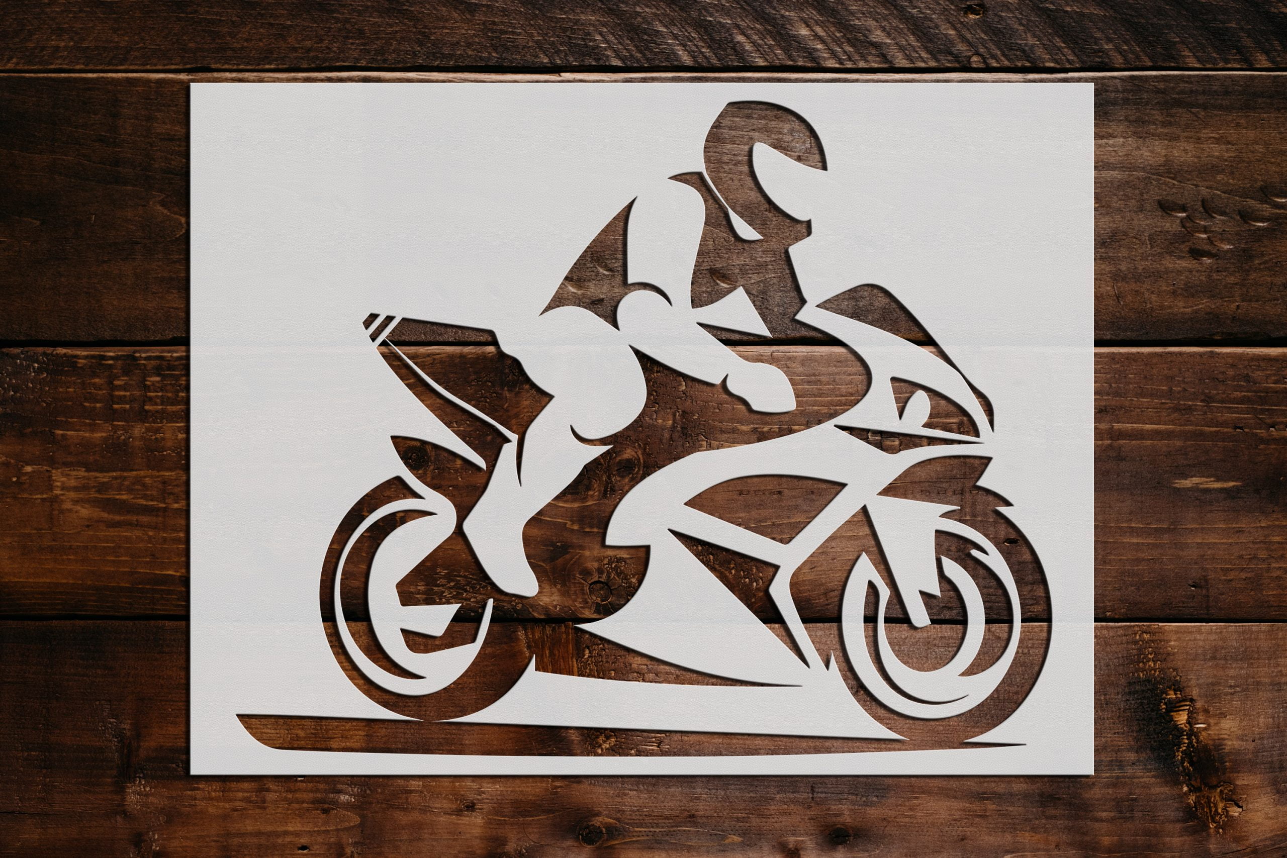 Motorcycle and Rider Stencil - Art and Wall Stencil (30"x48") - Walmart.com