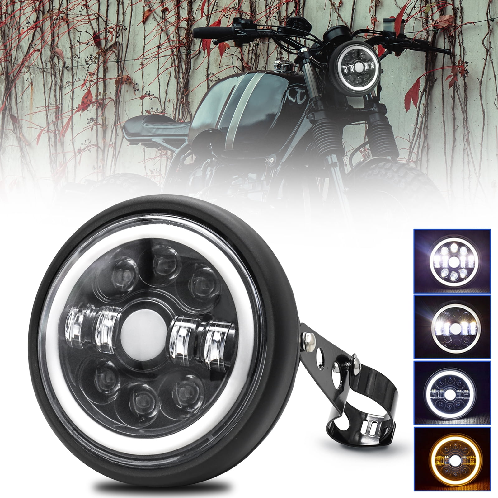 Motorcycle headlights, Eyes 7'' With Bucket 7'' Round Led Bucket And ...