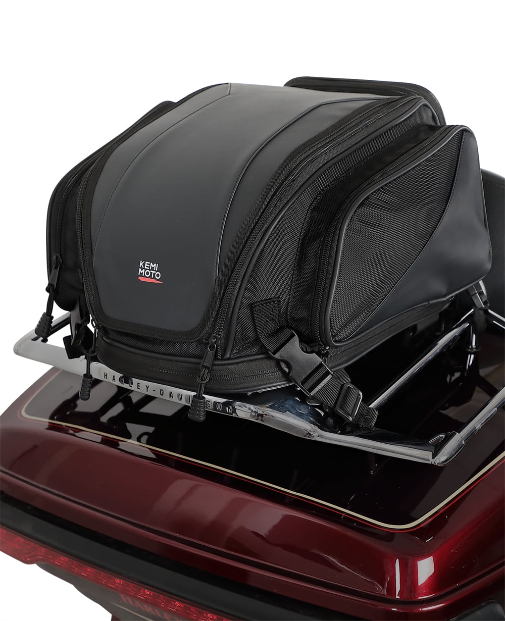 Motorcycle tail bags 18l-22l expandable sissy bar bag waterproof helmet ...