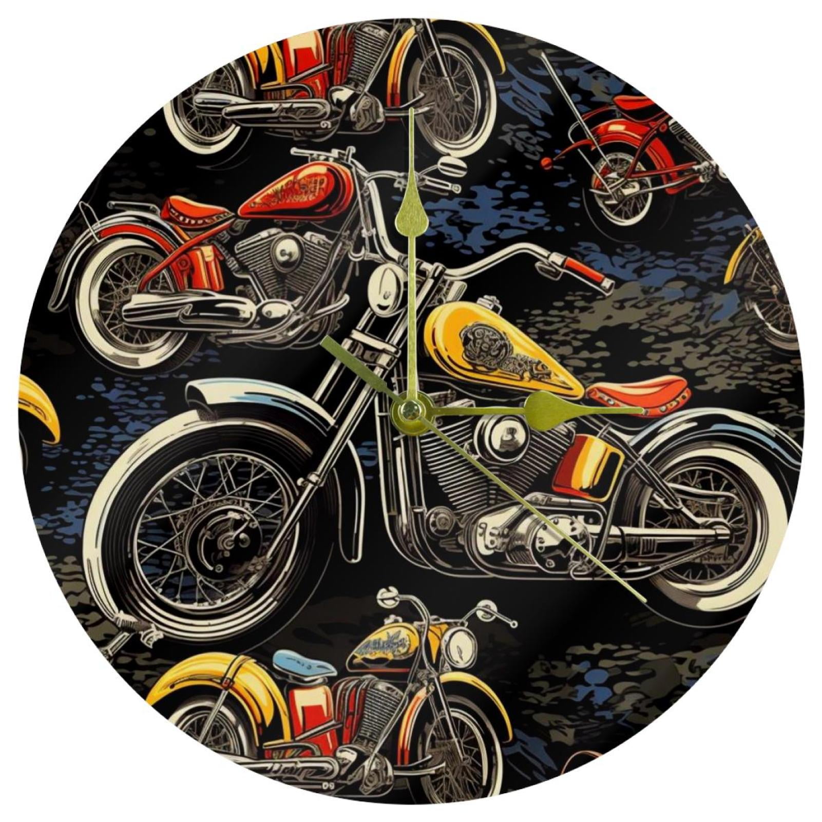 Motorcycle theme Acrylic Circular Wall Clock - Stylish Timepiece for ...