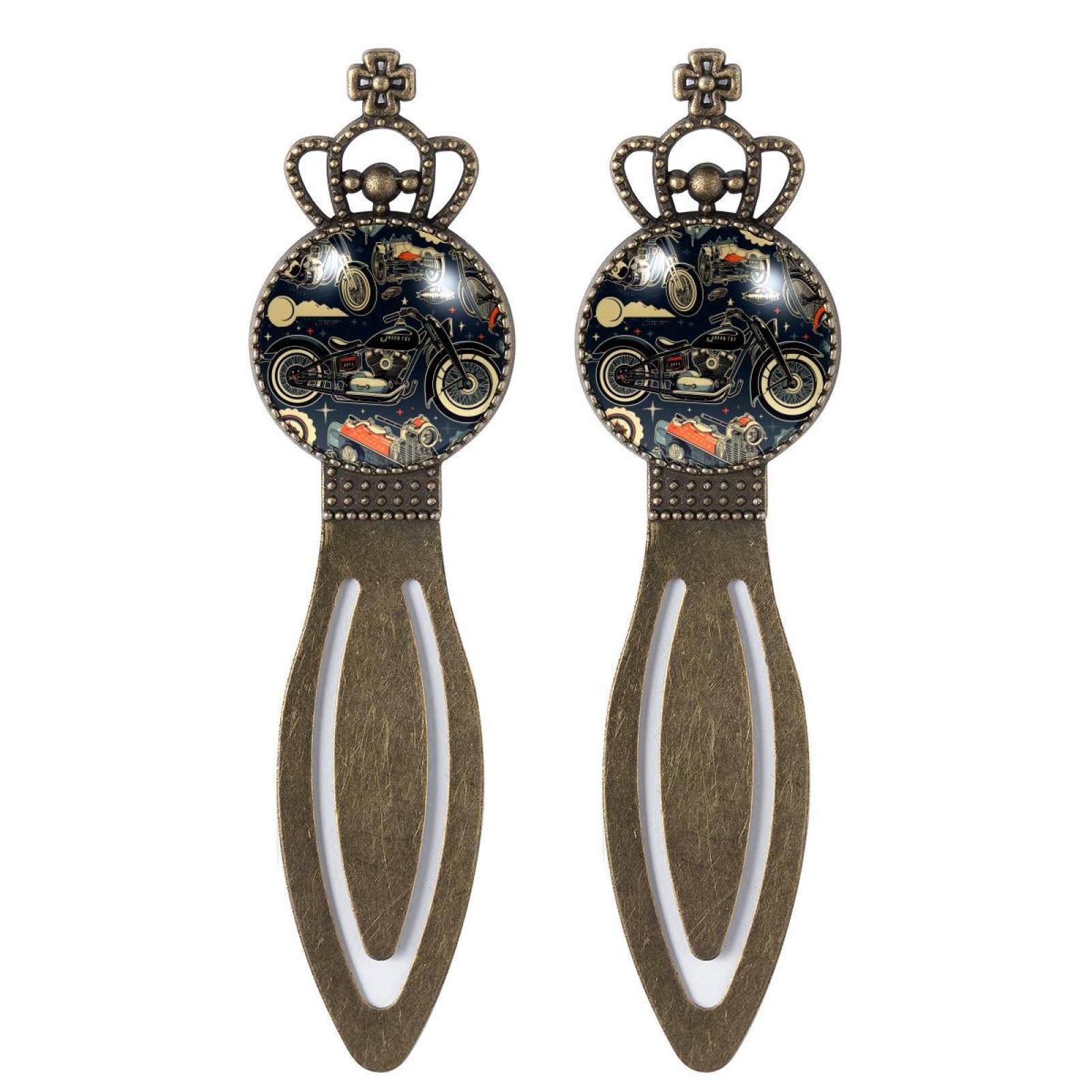 Motorcycle theme Elegant Vintage Copper Crown-Shaped Bookmarks - Set of ...