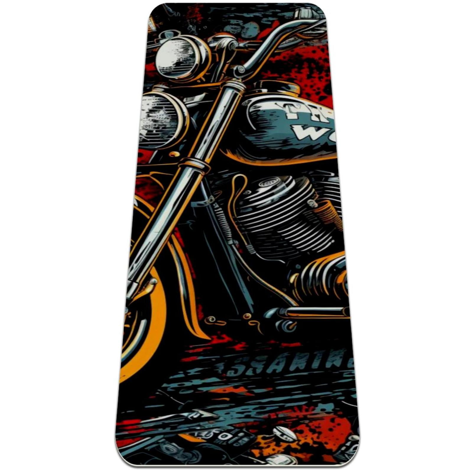 Motorcycle theme TPE Yoga Mat - Exercise Mat for Home Gym and Pilates ...