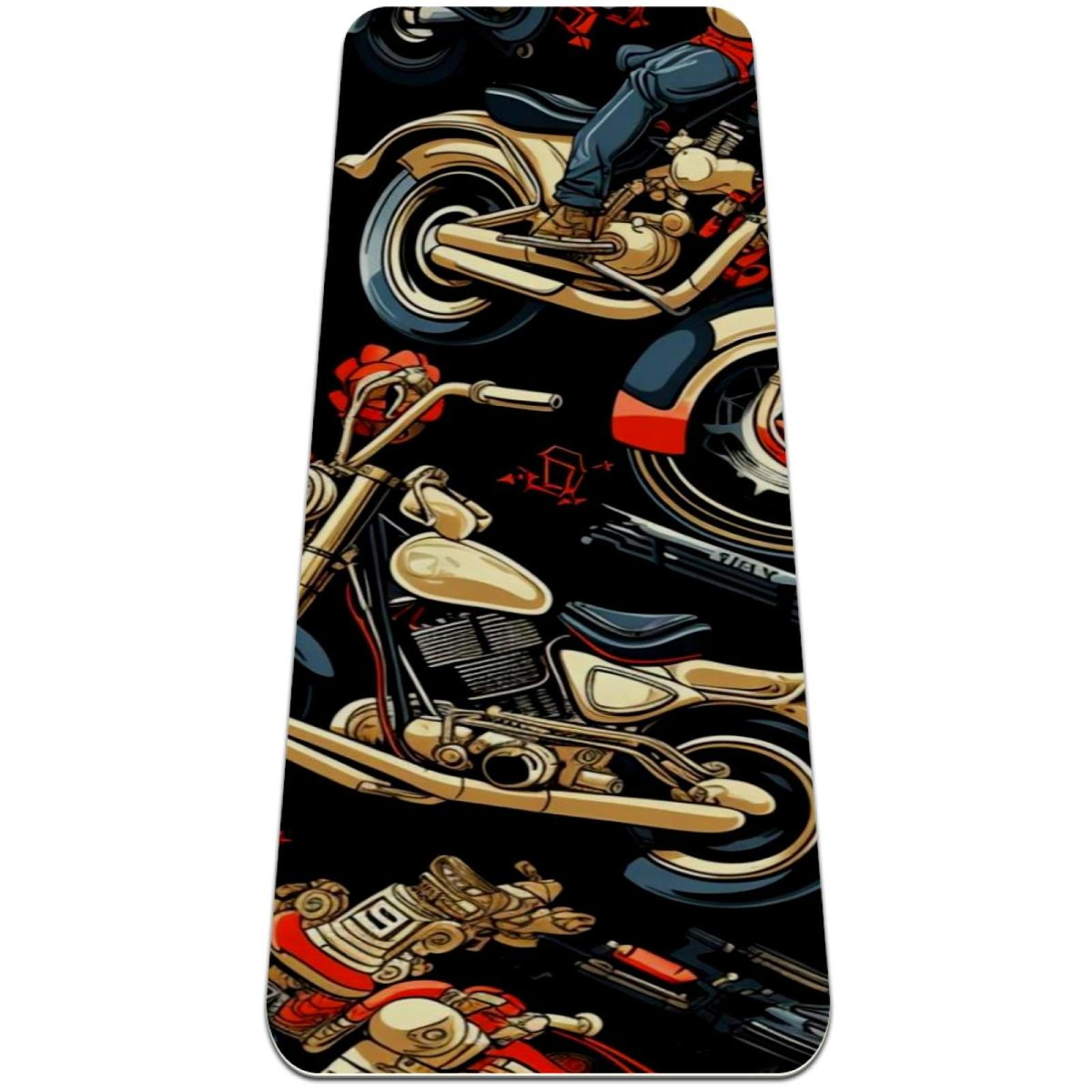 Motorcycle theme TPE Yoga Mat - Exercise Mat for Pilates & Yoga with ...