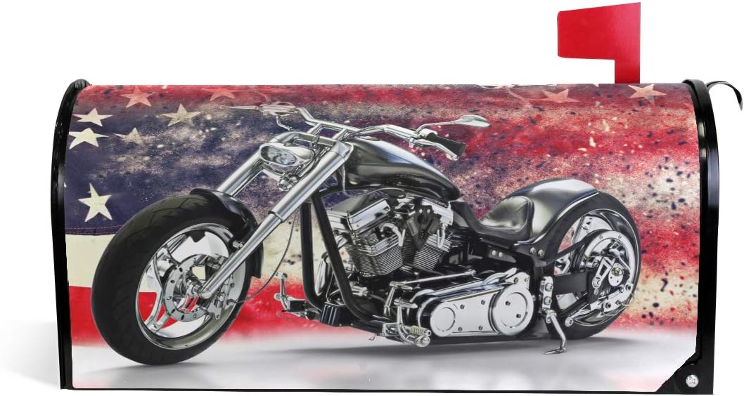 Motorcycle with American Flag Background Magnetic Mailbox Cover ...