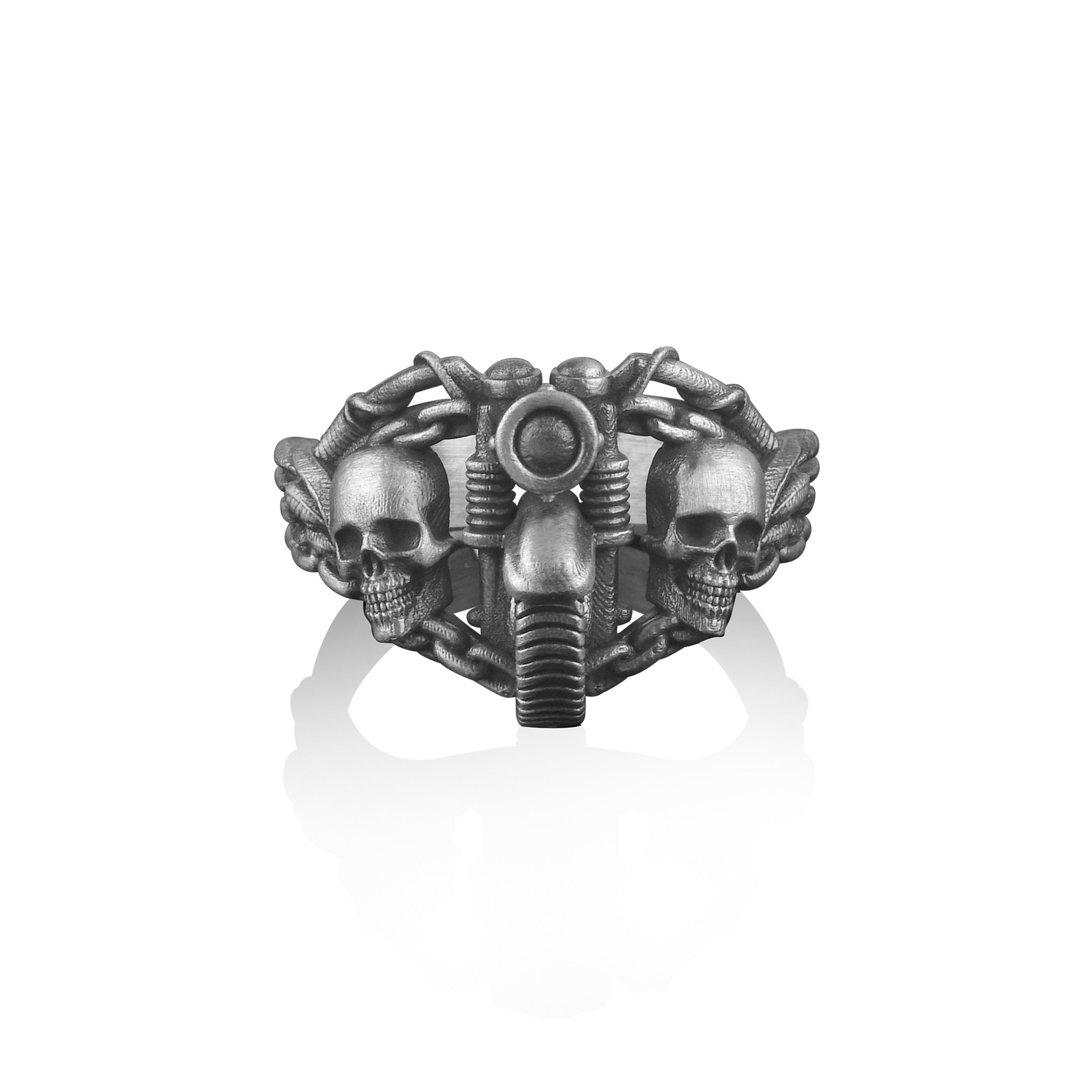 Motorcycles Biker Rings, Men Silver Skull Ring, Pinky Silver Biker Ring ...