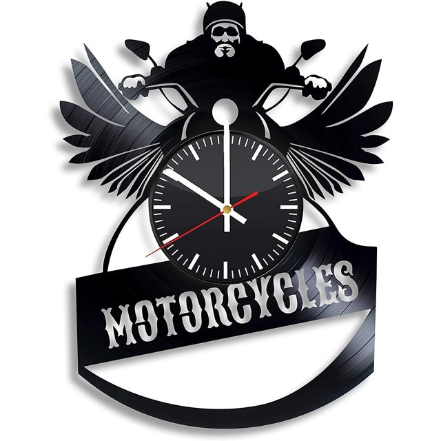 Motorcycles Bikes Moto Cross Vintage Black Vinyl Record Wall Clock Wall ...