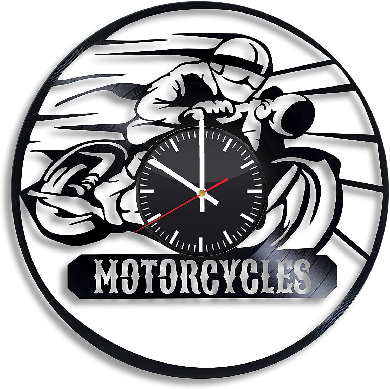 Motorcycles Bikes Vinyl Wall Clock,Vinyl Record Clock Wall Art Unique ...