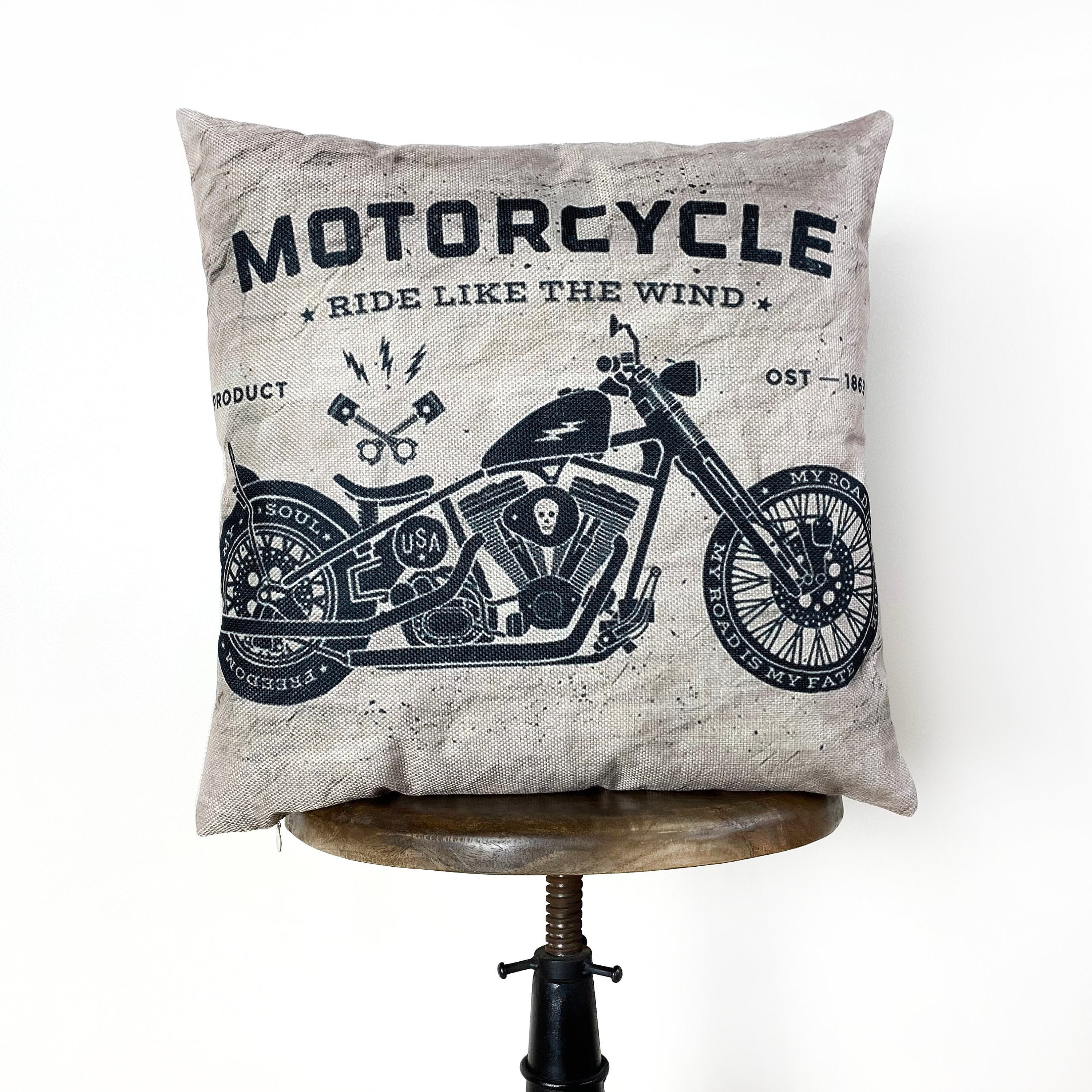 Motorcycles | Pillow Cover | Gift for Him | Throw Pillow | Home Décor ...