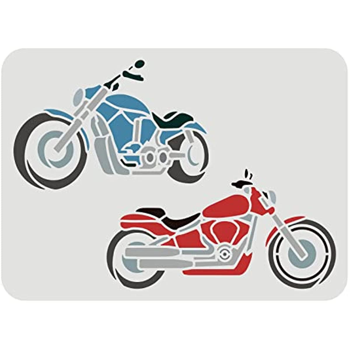 Motorcycles Stencil Template 11.7x8.3 inch 2 Autobikes Mylar DIY Art ...
