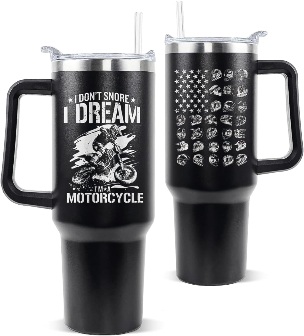 Motorcyclist Gifts for Men/Women 40oz Motorcycle Tumbler with Handle ...
