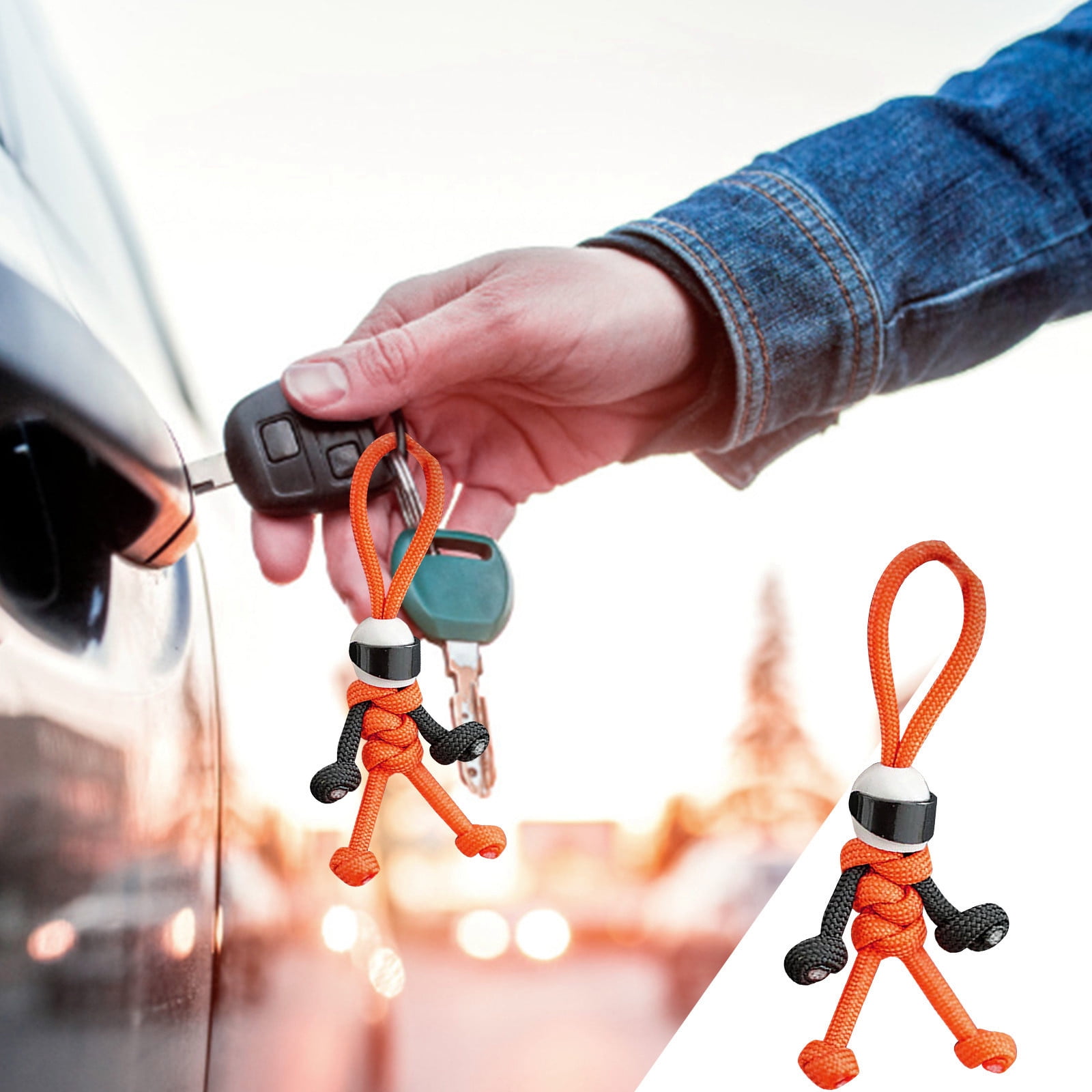 Motorcyclist Keychains - Minifigure Hanging Chain Umbrella Rope Weaving ...