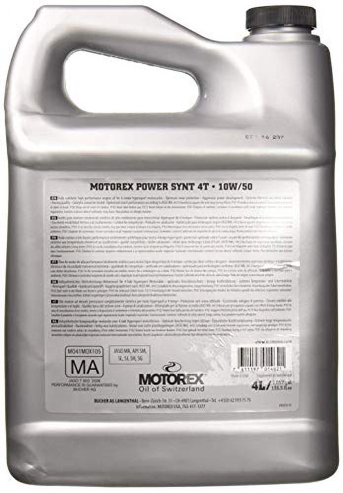 Motorex Power Synthetic 4T Motor Oil 10W-50 4 Liter - Walmart.com