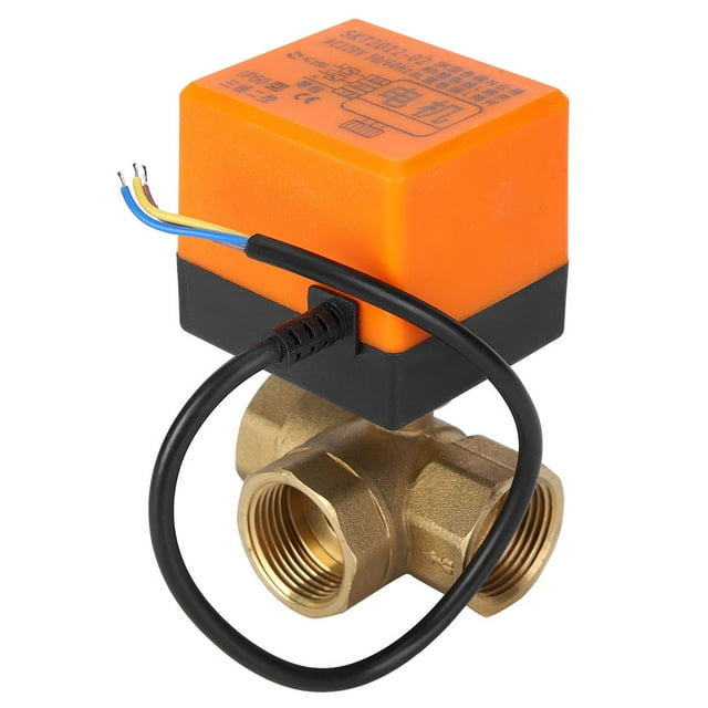 Motorized Ball Valve L Shape Orange Brass Electric Valves 3wire 2