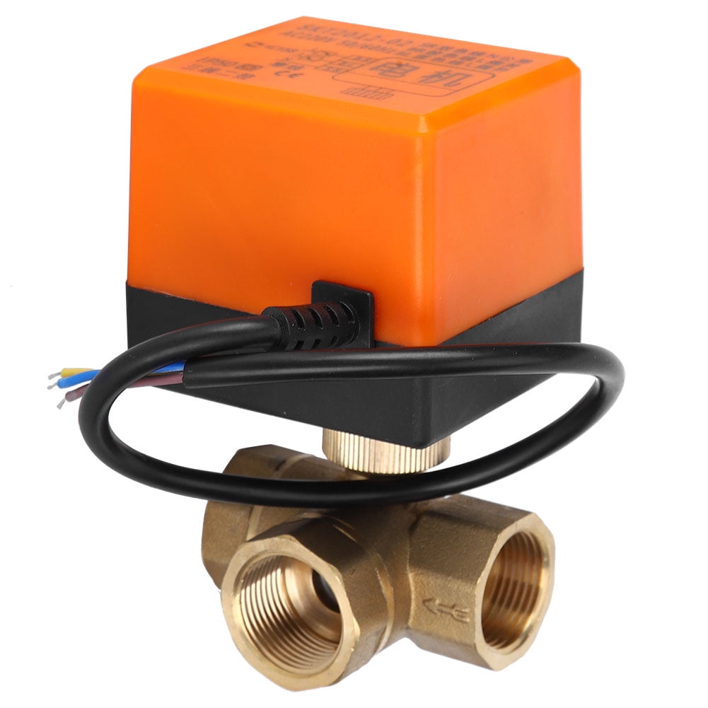 Motorized Ball Valve L Shape Orange Brass Electric Valves 3‑Wire 2 ...
