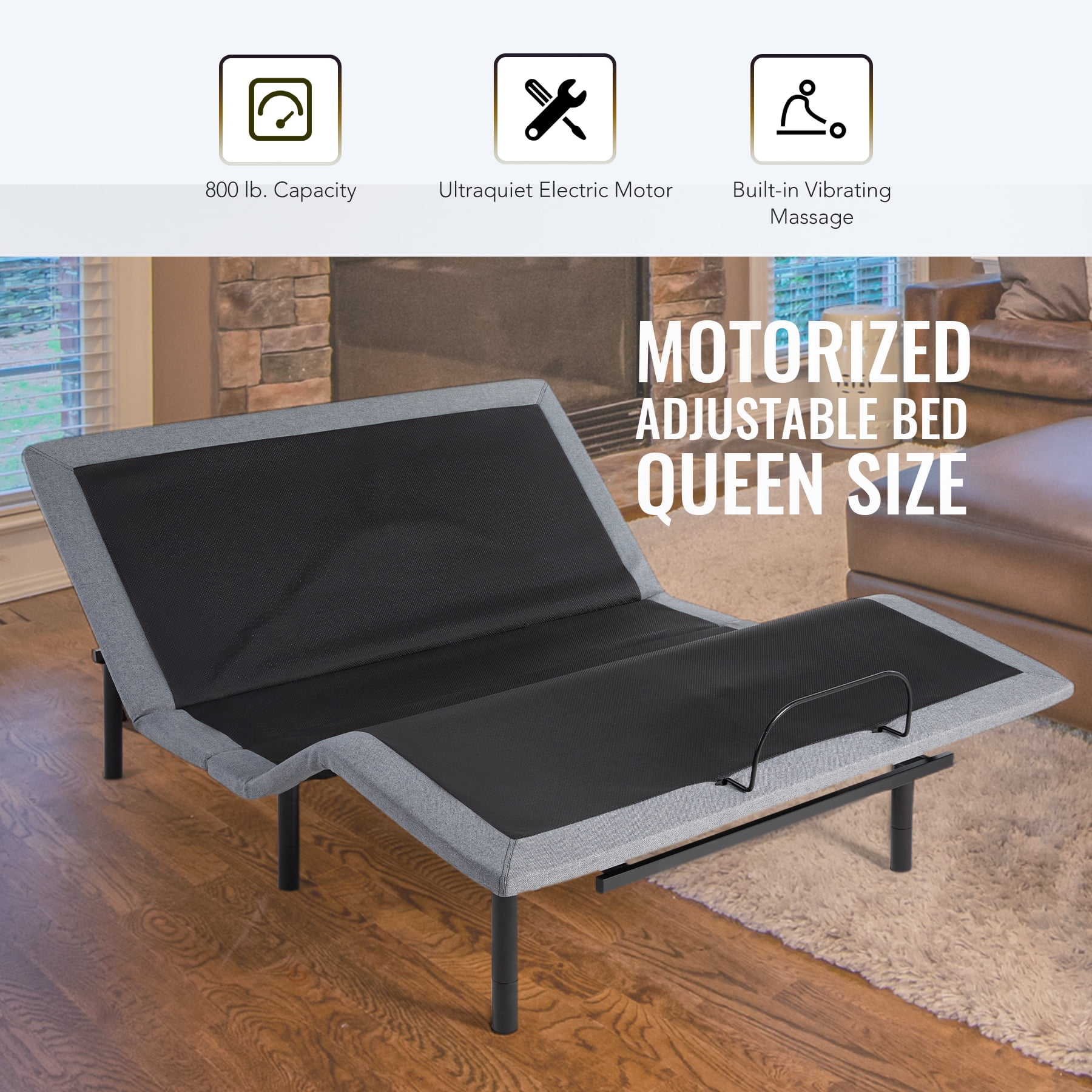 Queen Size Motorized Adjustable Bed Frame with Remote, USB Charging ...
