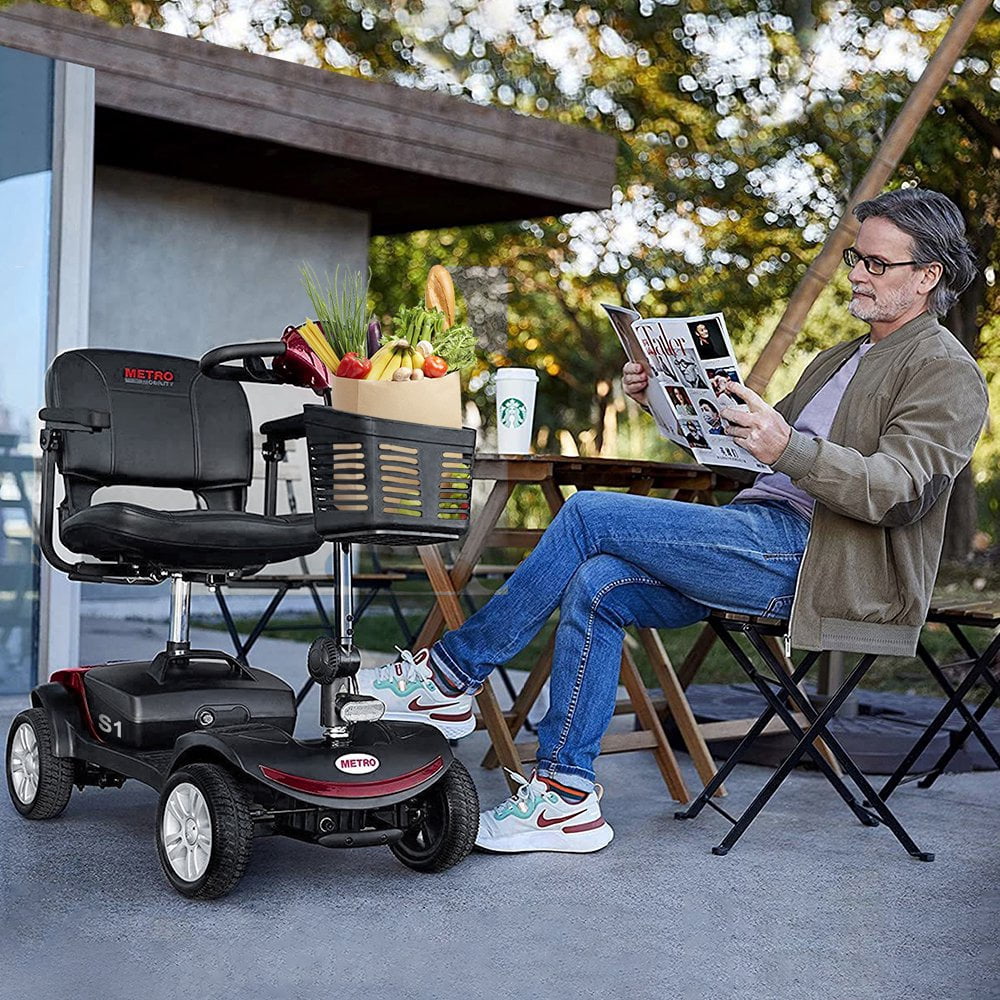 Motorized Electric Carts, Compact Motorized Scooter w/Detachable Basket, Heavy Duty Power ...