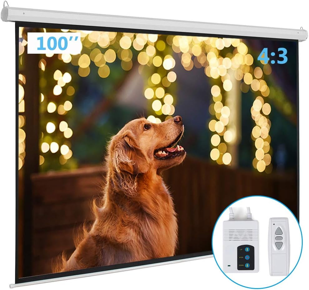 Motorized Projector Screen with Remote Control, No Wrinkles, Without ...