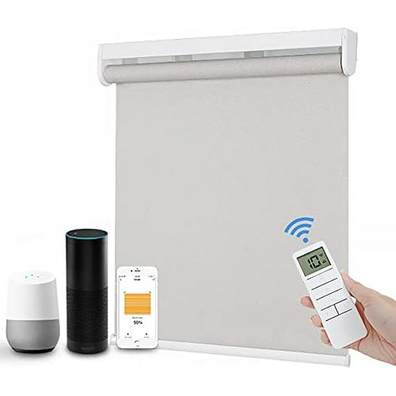 Motorized Roller Shade with Remote Control, 100% Blackout, Smart Blind ...