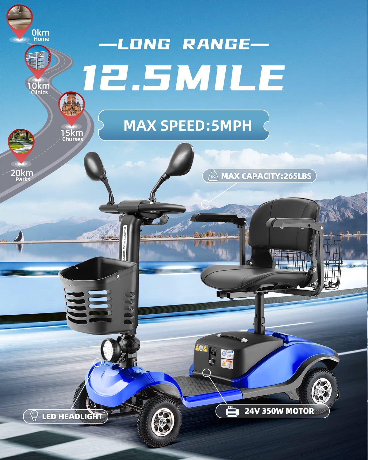 SEGMART Folding Mobility Scooter for Elderly,4 Wheel All Terrain ...