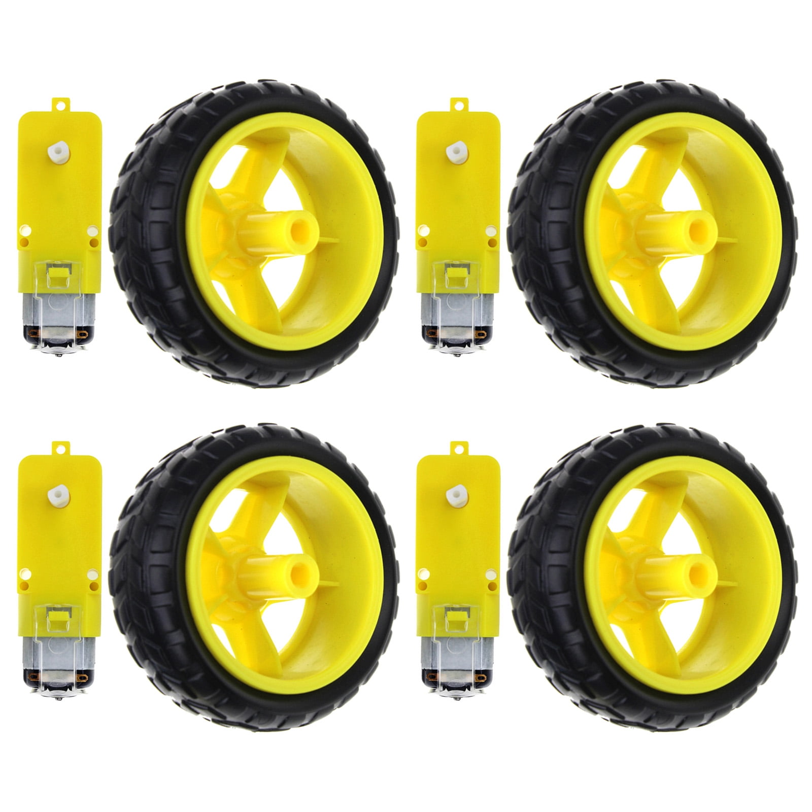 Motorized Tire Wheel Set for Smart Car Robots 4 Motors & Wheels ...