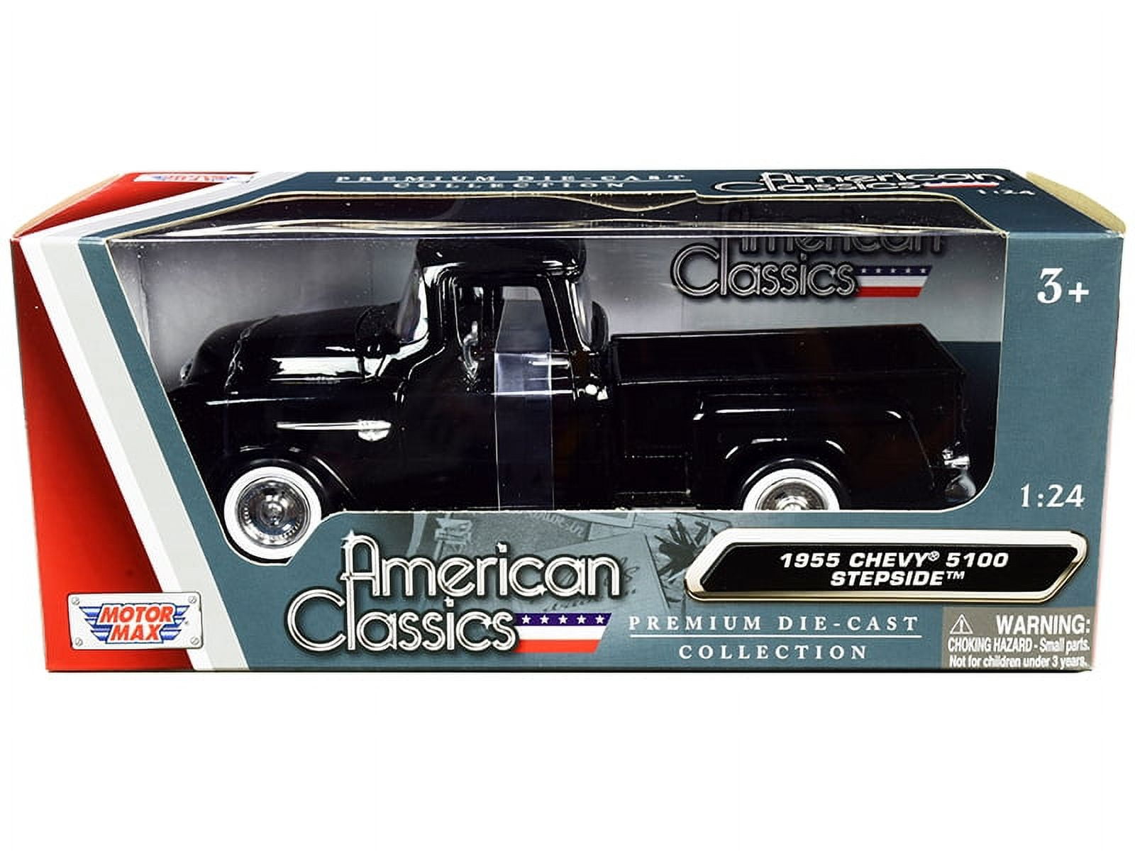 1955 Chevrolet 5100 Stepside Pickup Truck Black with Whitewall Tires ...