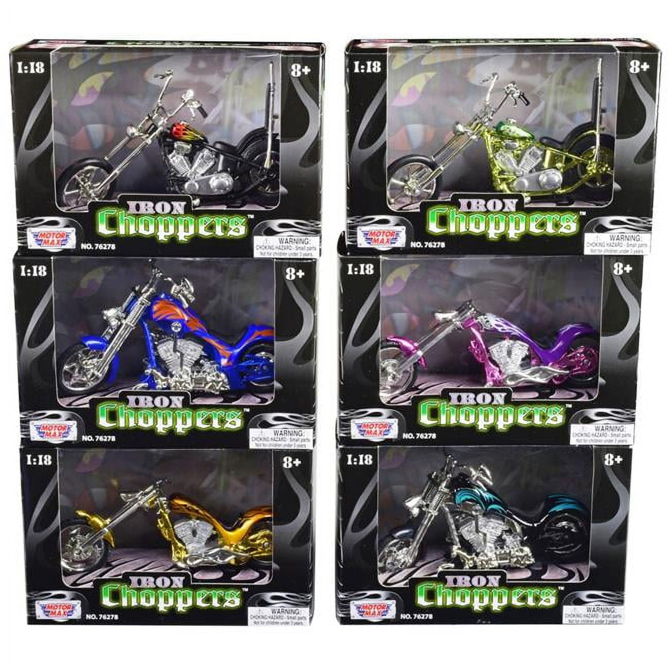 Iron Choppers Motorcycles 6 piece Set 1/18 Diecast Motorcycle Models by ...