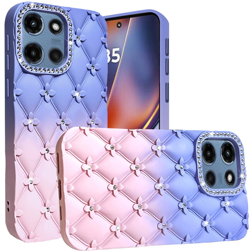 For Motorola Edge 2025 Case, Fashion Flower Design Sparkle Glitter ...