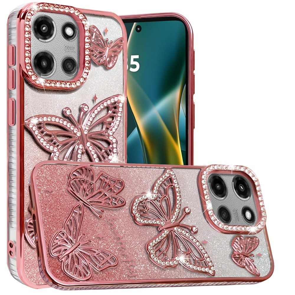 For Motorola Edge 2025 Case, Luxury Butterfly Sparkle Glitter Diamond ...