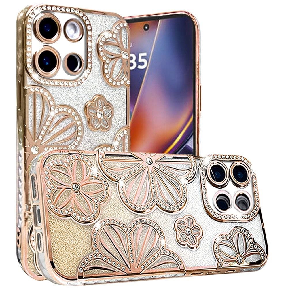 For Motorola Edge 2025 Case, Luxury Flower Design Sparkle Glitter ...