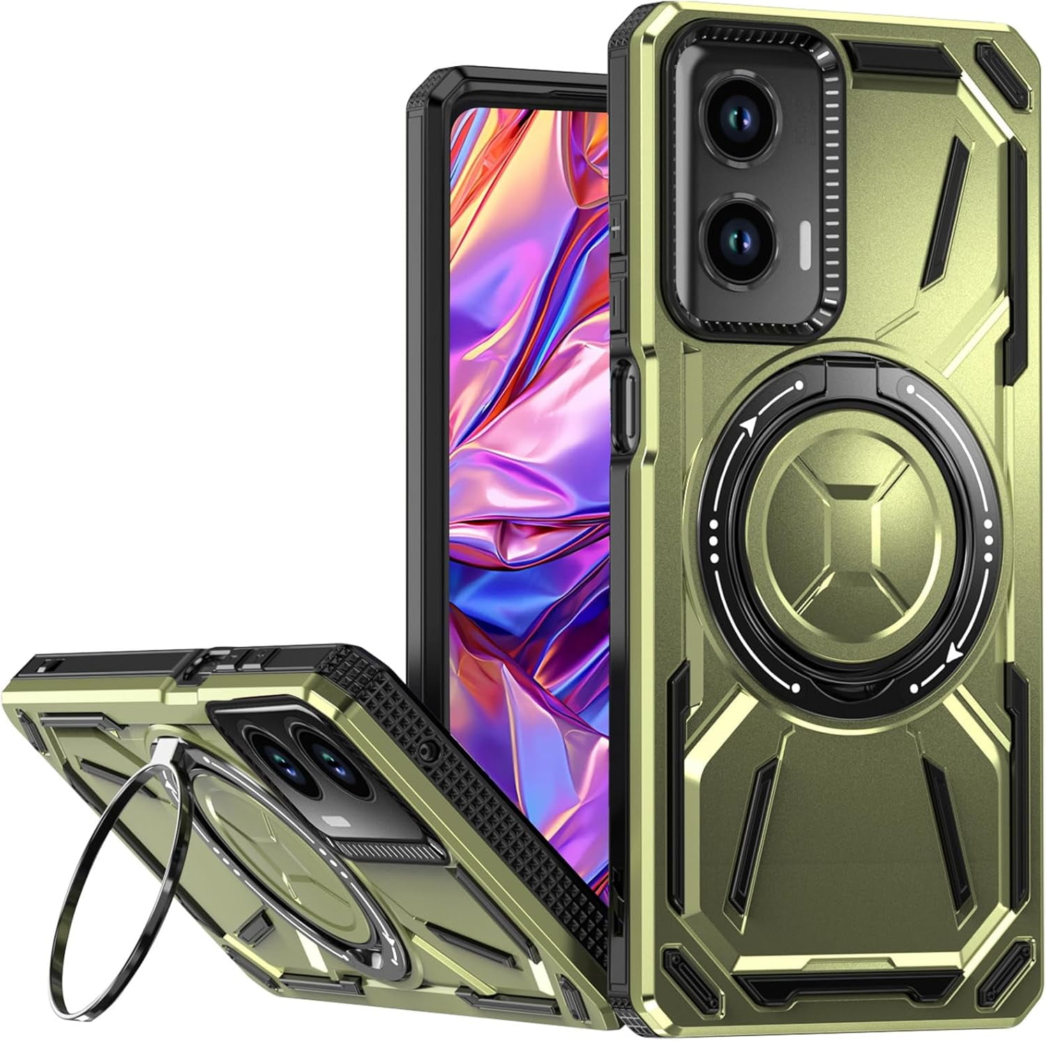 for Motorola Edge 50 Fusion Case with 360° Ring Kickstand, Dual Layer ...