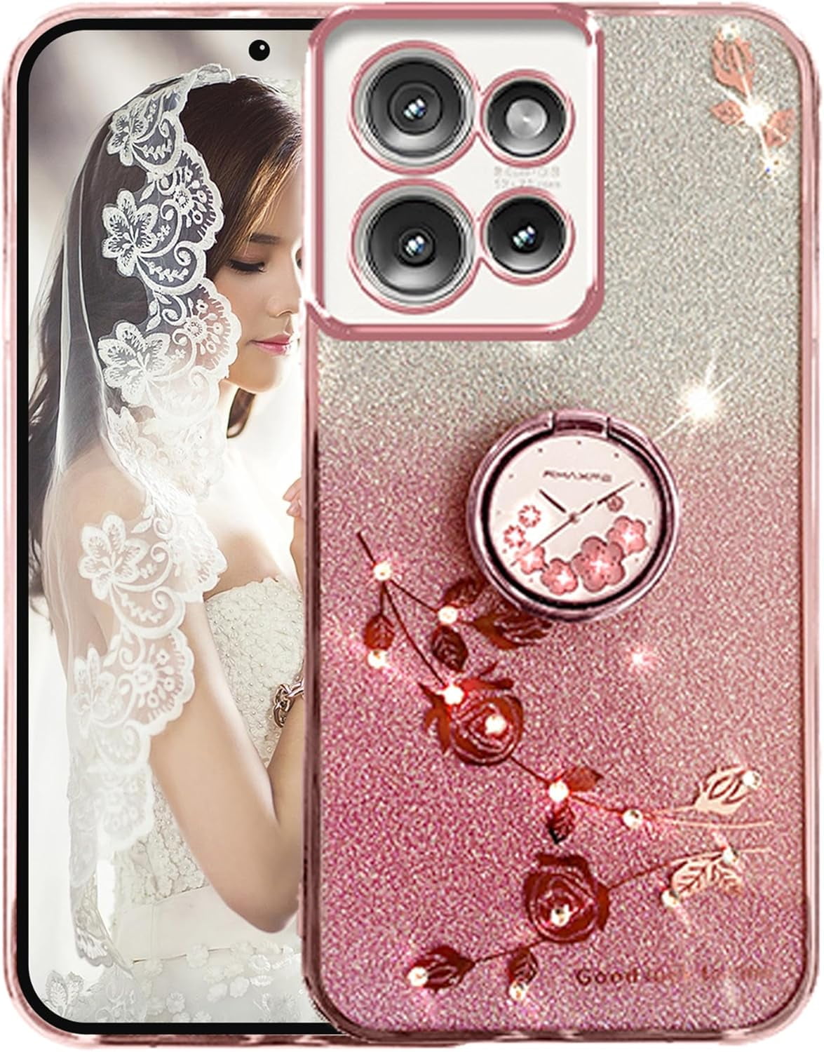 for Motorola Edge 50 Neo 6.4" Slim Case, Crystal Bling Clear Glitter ...
