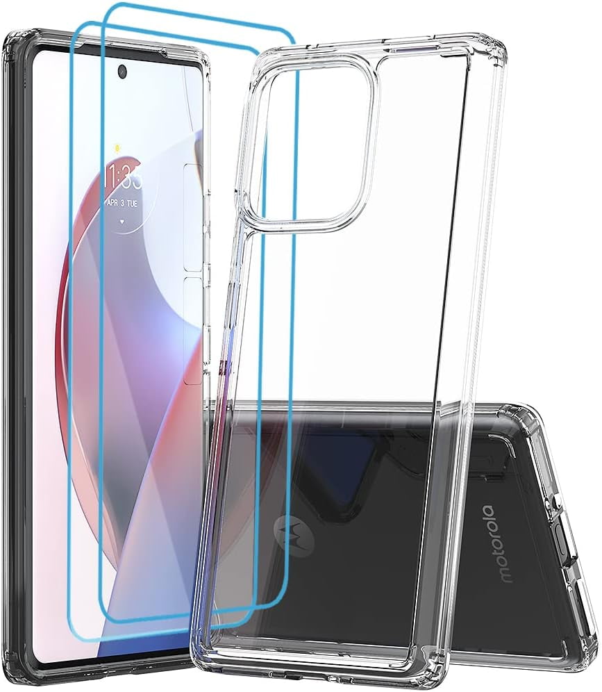 Motorola Edge Plus 2023 Case with 2* Screen Protector Premium Clear Back Panel + TPU Bumper ...