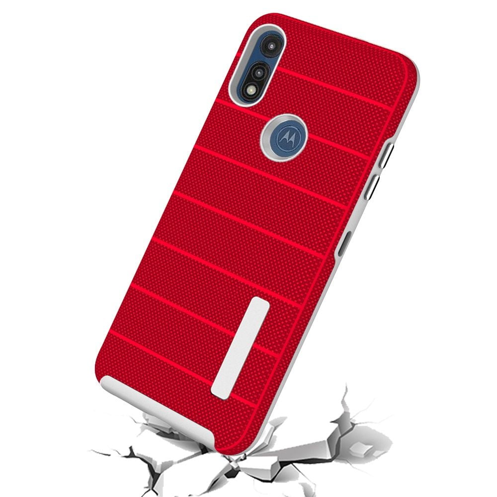 Motorola Moto E (2020) Case Hybrid Tuff Armor Stripes Rugged Texture ...