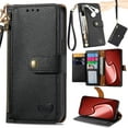 for Motorola Moto E15 Leather Phone Case Wallet Zipper Pocket Pouch ...