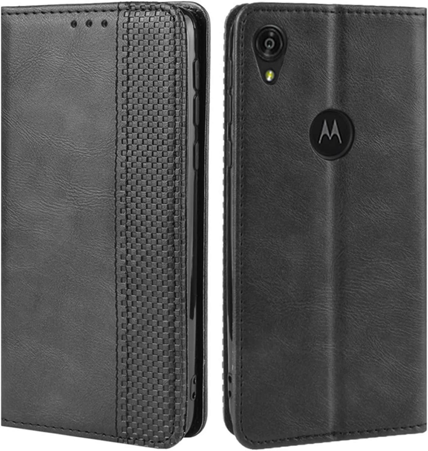 Motorola Moto E6 Case, Retro PU Leather Full Body Shockproof Wallet Flip Case Cover with Card ...