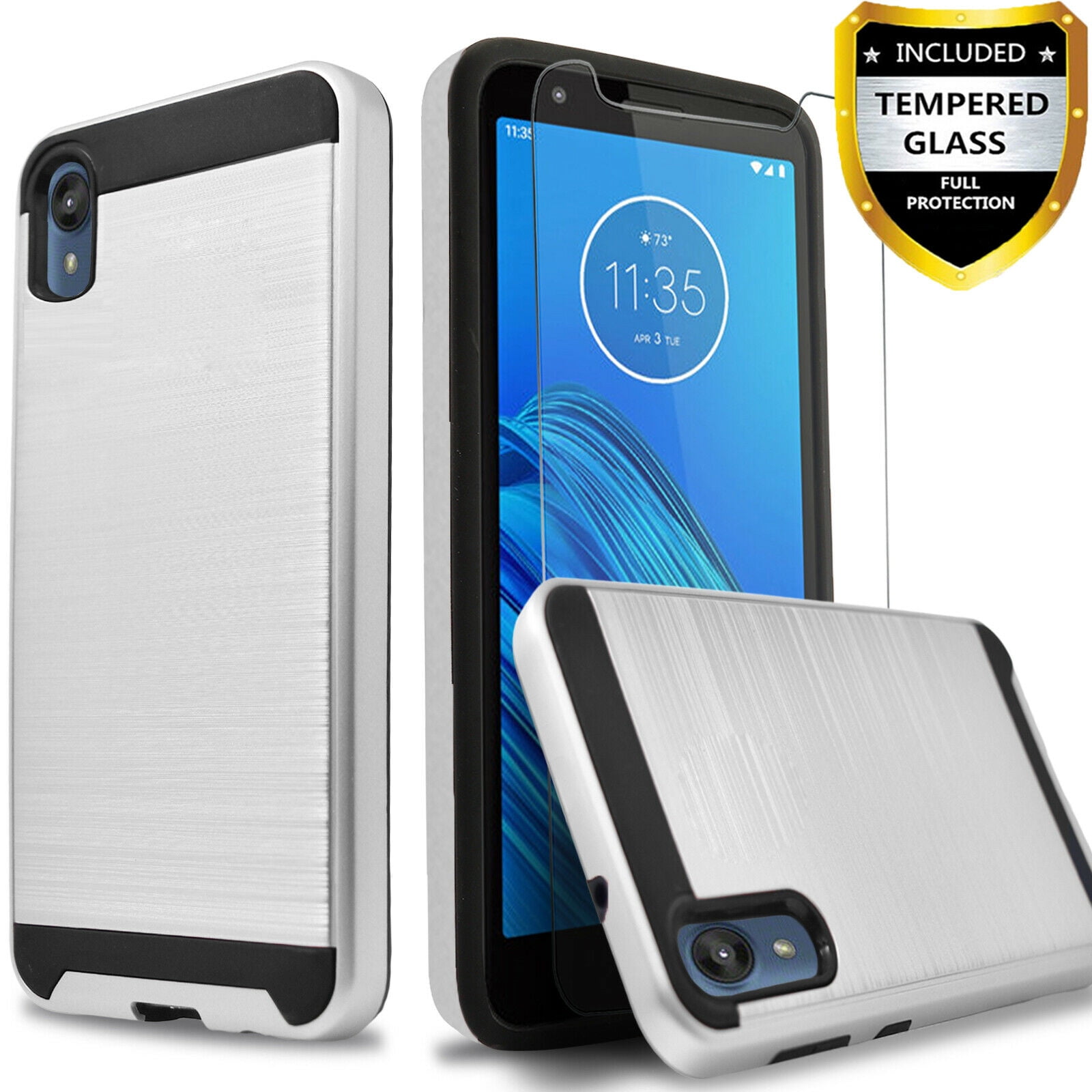 Motorola Moto E6 Phone Case, 2-Piece Style Hybrid Shockproof Hard Case ...