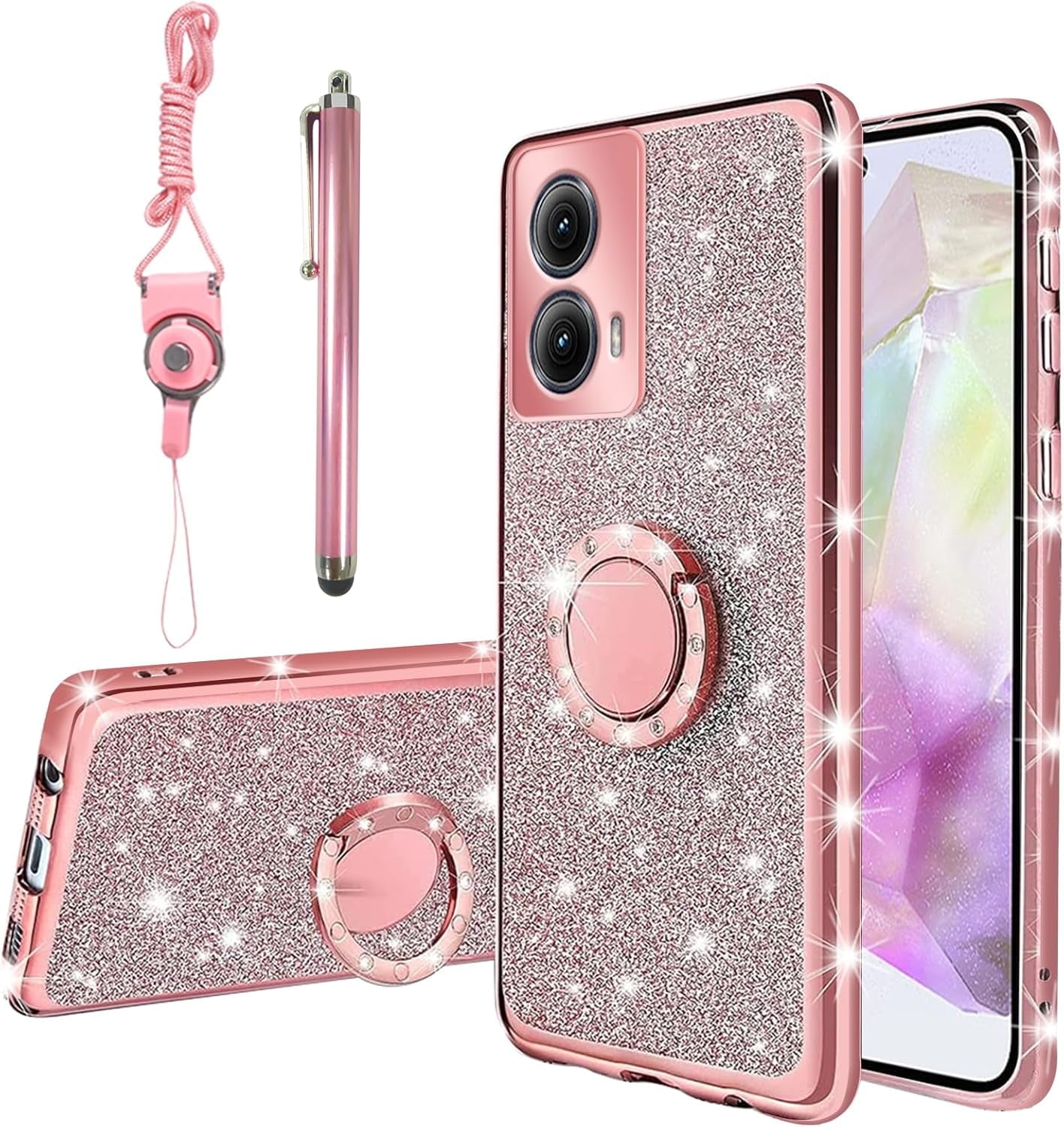 nancheng Motorola Moto Edge 5G 2024 Phone Case with Ring Stand Lanyard ...
