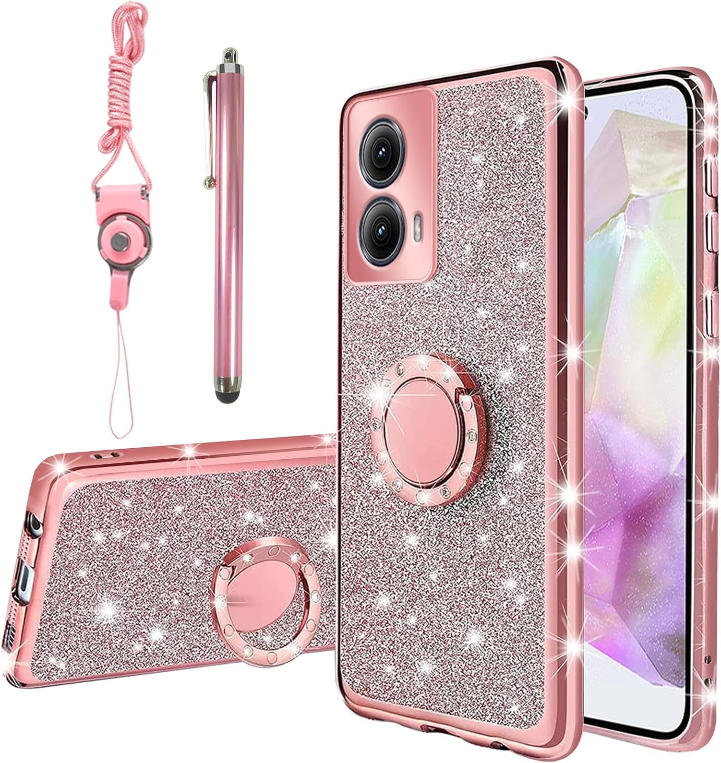 nancheng Motorola Moto Edge 5G 2024 Phone Case with Ring Stand Lanyard ...
