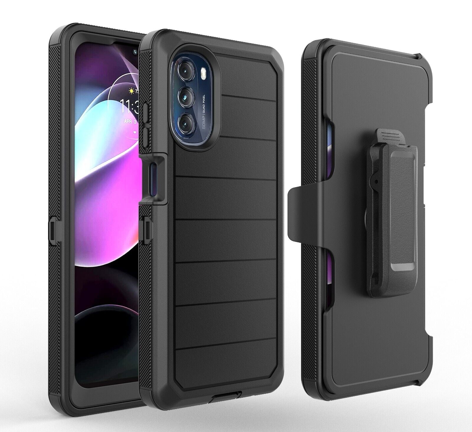 Motorola Moto G 5G 2022 Case, Rugged Defender, Belt Clip, Built-in ...