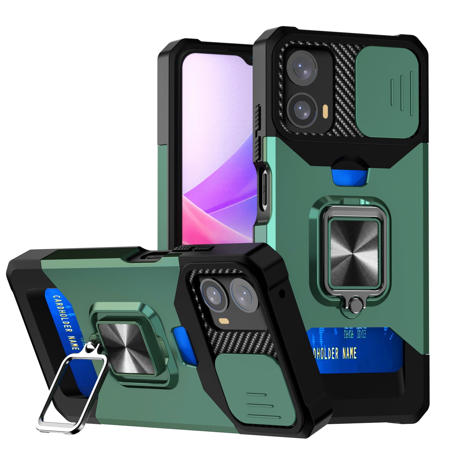 for Motorola Moto G 5G (2024) Case with Card Holder Slot & Camera Lens ...