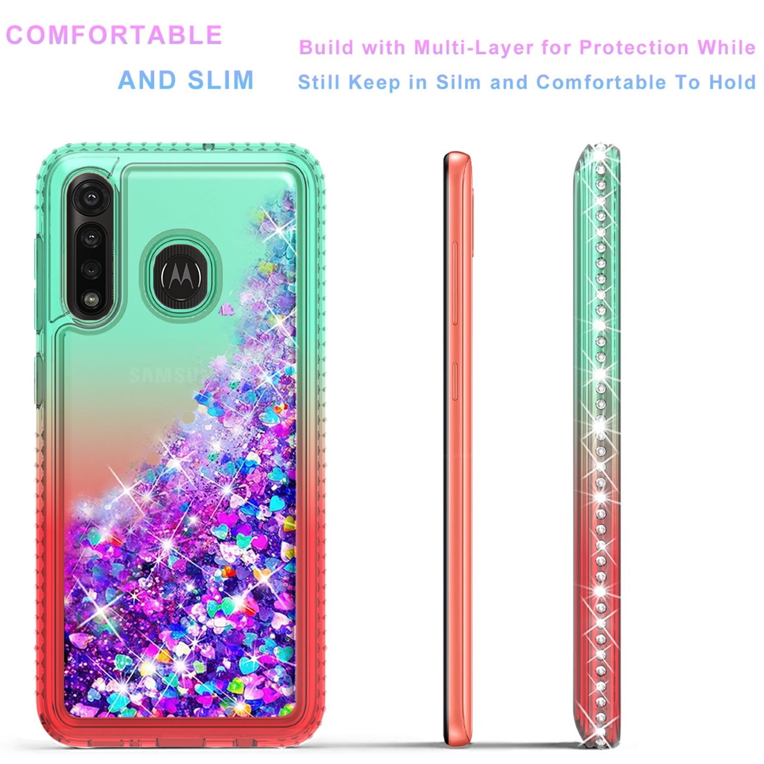 Motorola Moto G Fast Case,Liquid Floating Glitter Quicksand Bling with ...